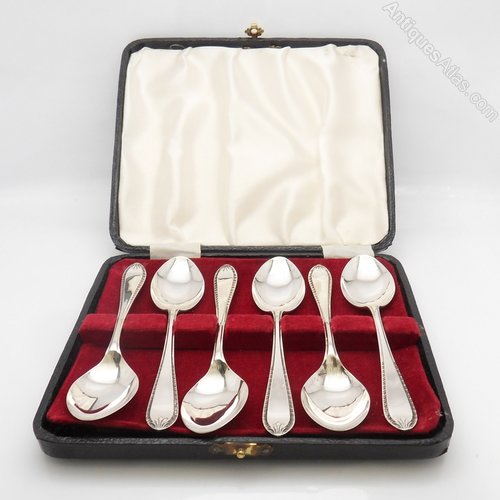 Antiques Atlas - Cased Set 6 Silver Spoons By Viners Sheffield 1964
