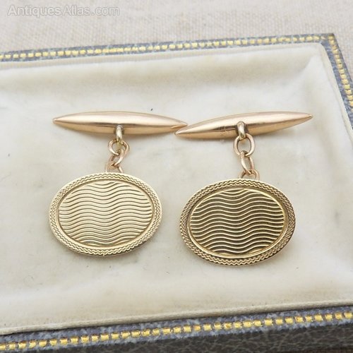 Antiques Atlas - Handsome Vintage 9ct Gold Chain Link Cufflinks