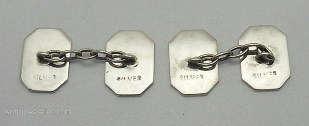 Antiques Atlas - Stylish Vintage Silver Chain Link Cufflinks