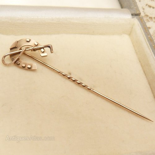 Antiques Atlas - Victorian 9ct Gold Horseshoe & Crop Stick Pin