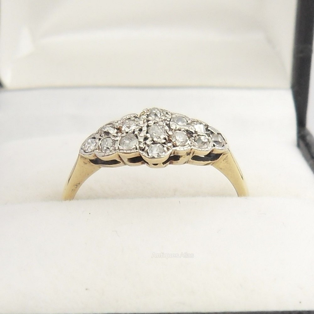 Antiques Atlas - Vintage 18ct Gold & Plat Diamond Cluster Ring ...
