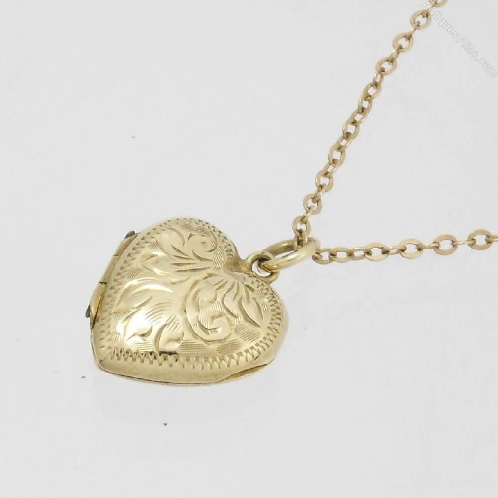 Antiques Atlas - Vintage 9ct Gold Heart Locket London 1963 as309a477 ...