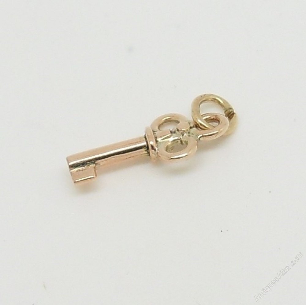 Antiques Atlas - Vintage 9ct Rose Gold Key Charm