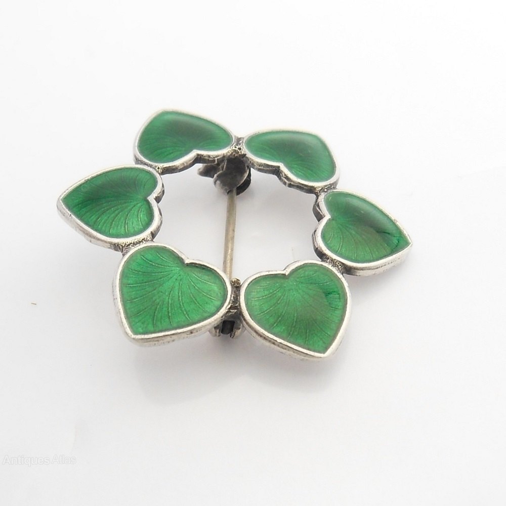 Antiques Atlas - Vintage Silver Enamel Heart Brooch, Volmer Bahner