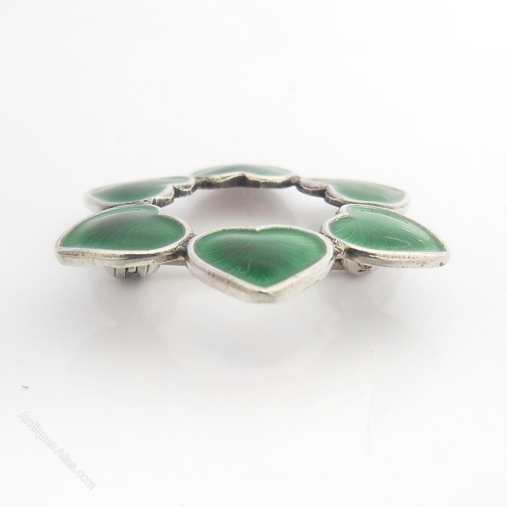 Antiques Atlas - Vintage Silver Enamel Heart Brooch, Volmer Bahner