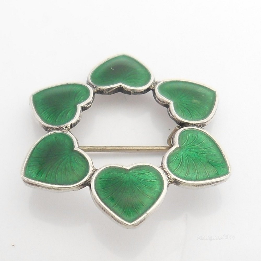 Antiques Atlas - Vintage Silver Enamel Heart Brooch, Volmer Bahner