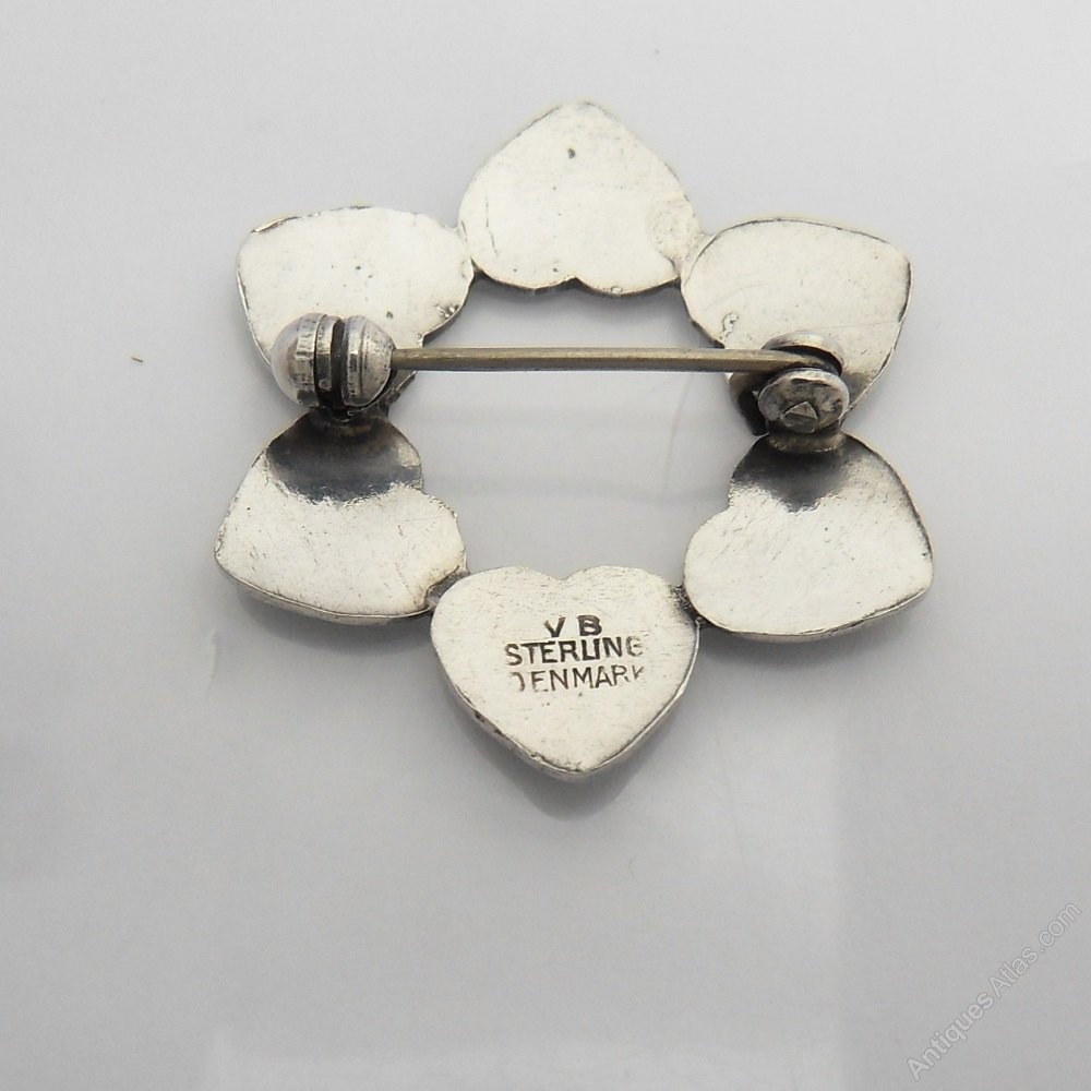 Antiques Atlas - Vintage Silver Enamel Heart Brooch, Volmer Bahner
