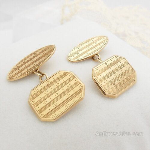 Antiques Atlas - Vintage Chain Link Cufflinks C.1920's Marked 18c