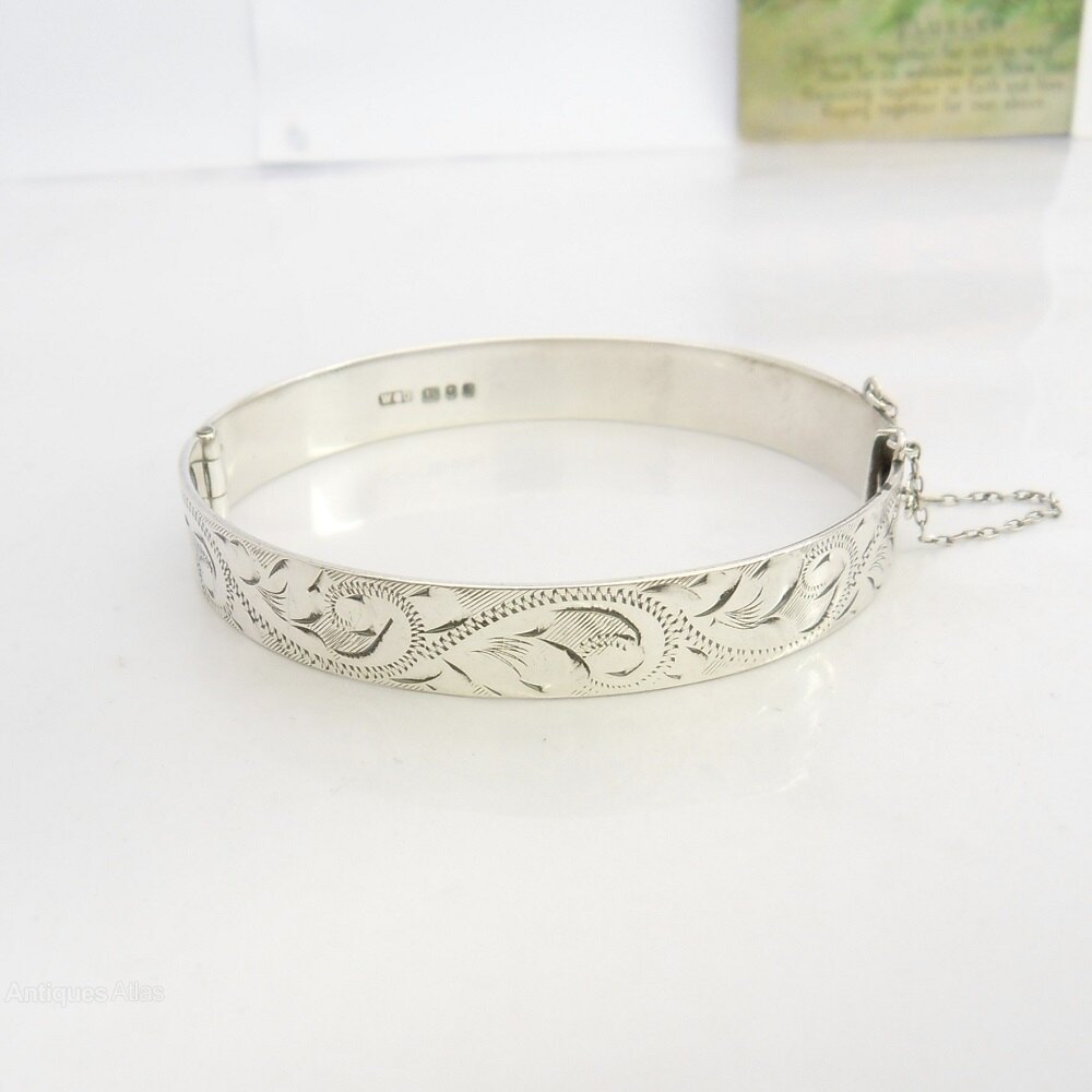 Antiques Atlas - Vintage Silver Bangle Engraved With Swirls as309a1840 ...