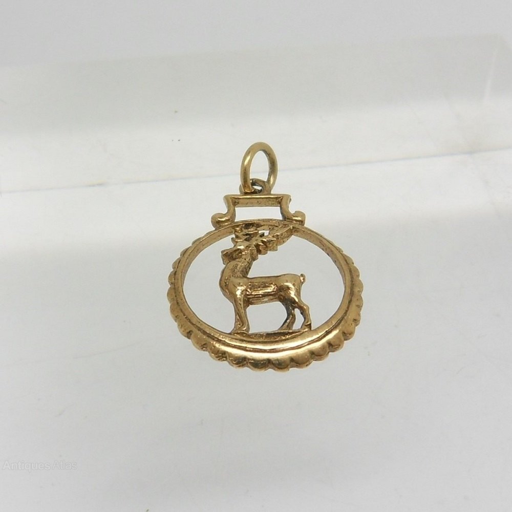 Antiques Atlas - Vintage Stag 9ct Gold Charm Hallmarked Birmingham ...