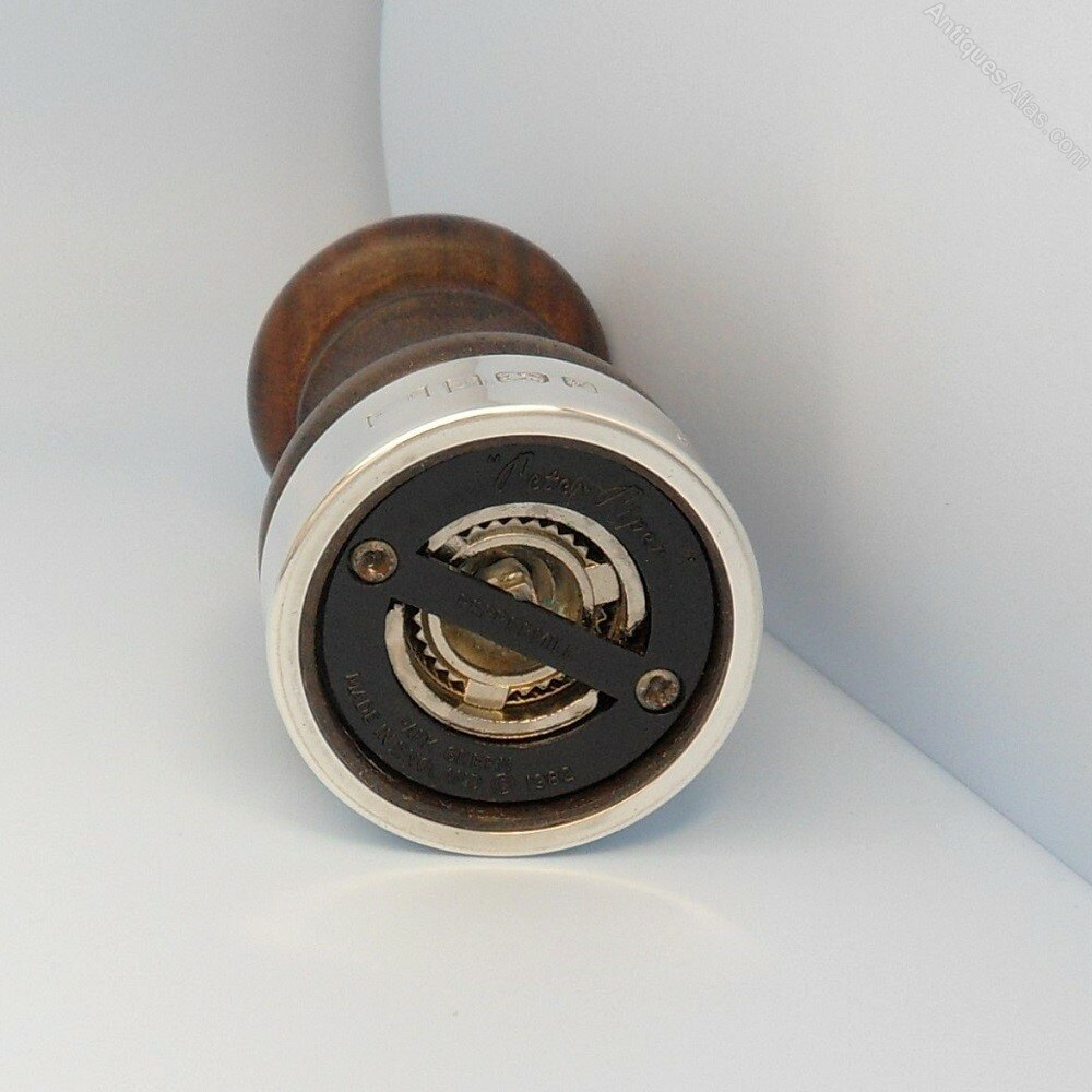 Antiques Atlas - Vintage Wooden Pepper Grinder With Silver Base ...