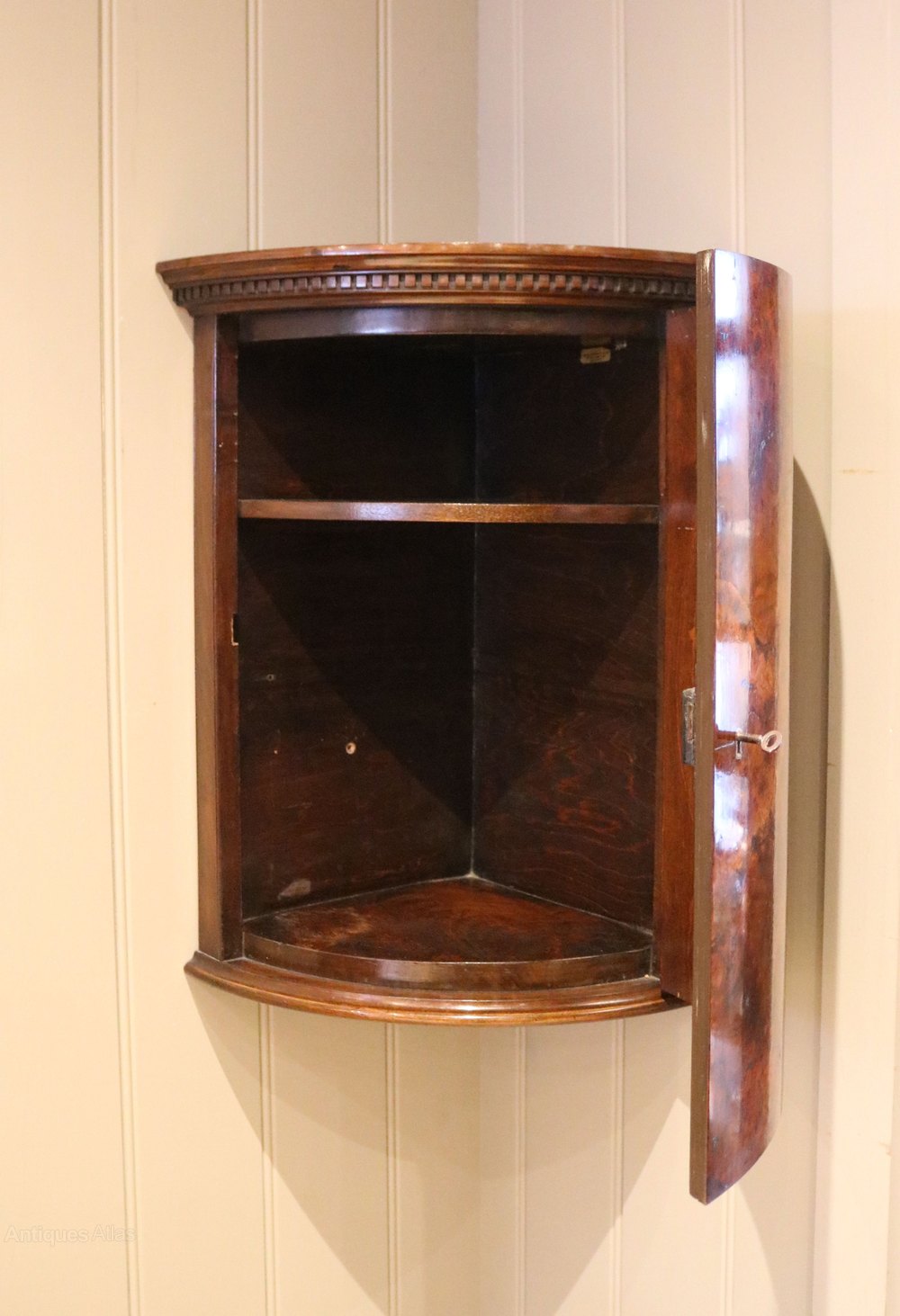 Burr Walnut Bow Front Wall Cabinet - Antiques Atlas