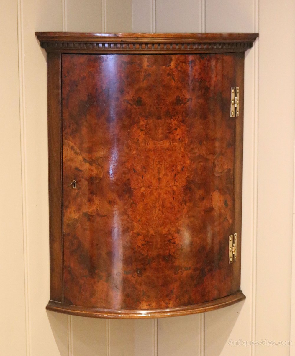 Burr Walnut Bow Front Wall Cabinet - Antiques Atlas