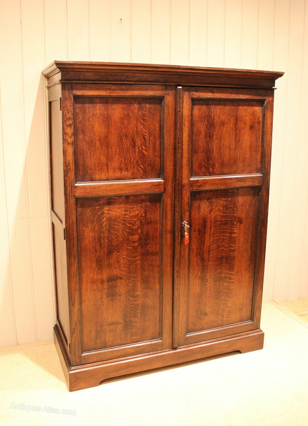 Edwardian Solid Oak Combination Wardrobe as294a6499 - Antiques Atlas