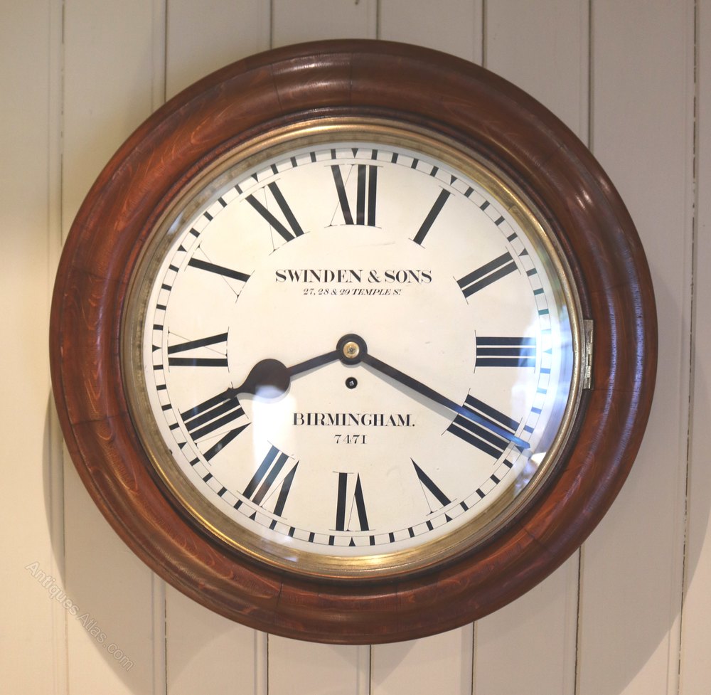 Antiques Atlas Large Oak Dial Clock English C 1860 
