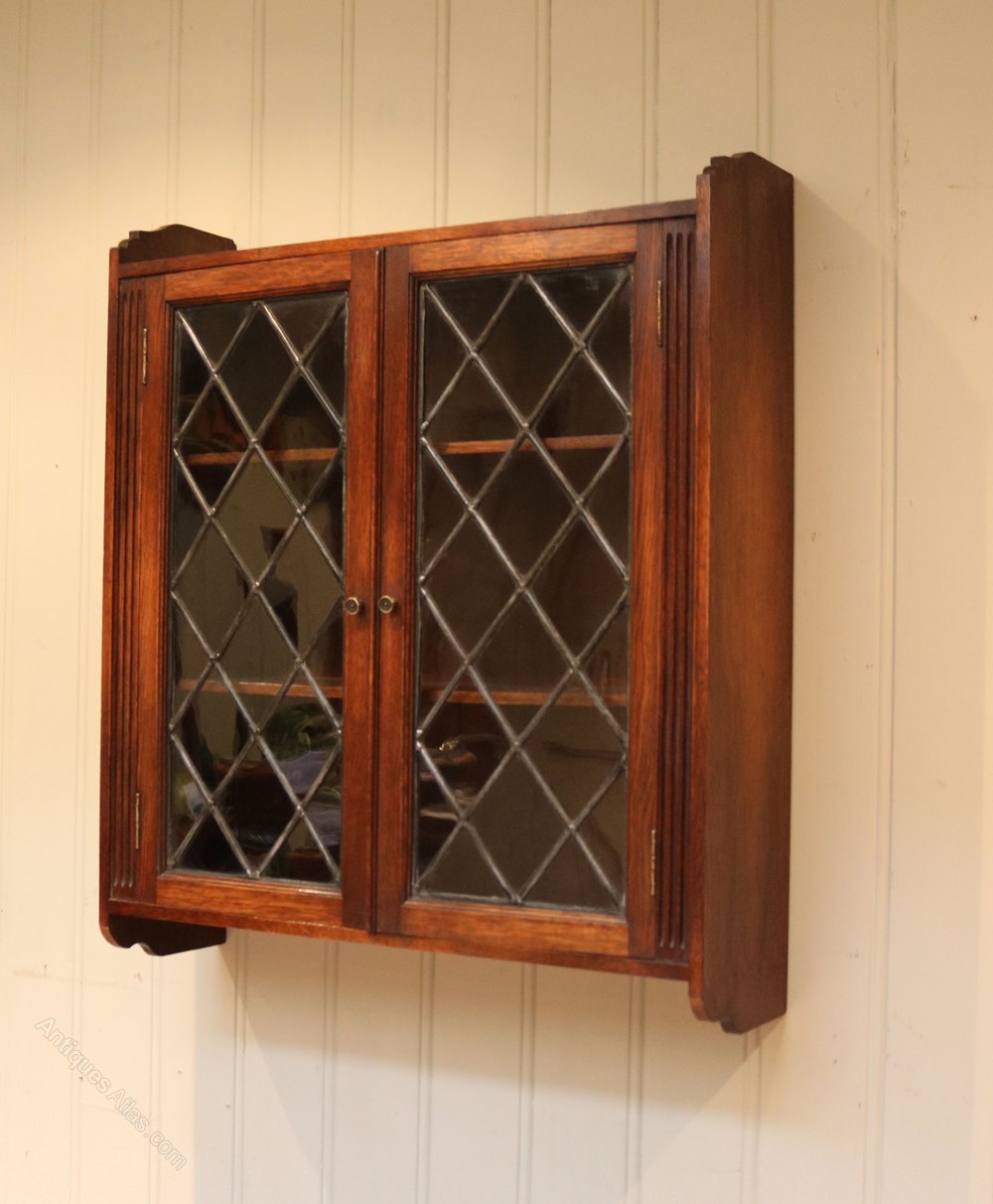 Oak Glazed Wall Cabinet - Antiques Atlas