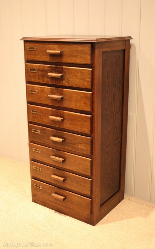 Tall Oak Chest Of Office Drawers as294a6417 - Antiques Atlas