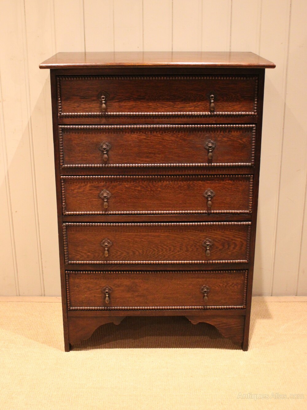 Tall Solid Oak Chest Of Drawers as294a6455 - Antiques Atlas