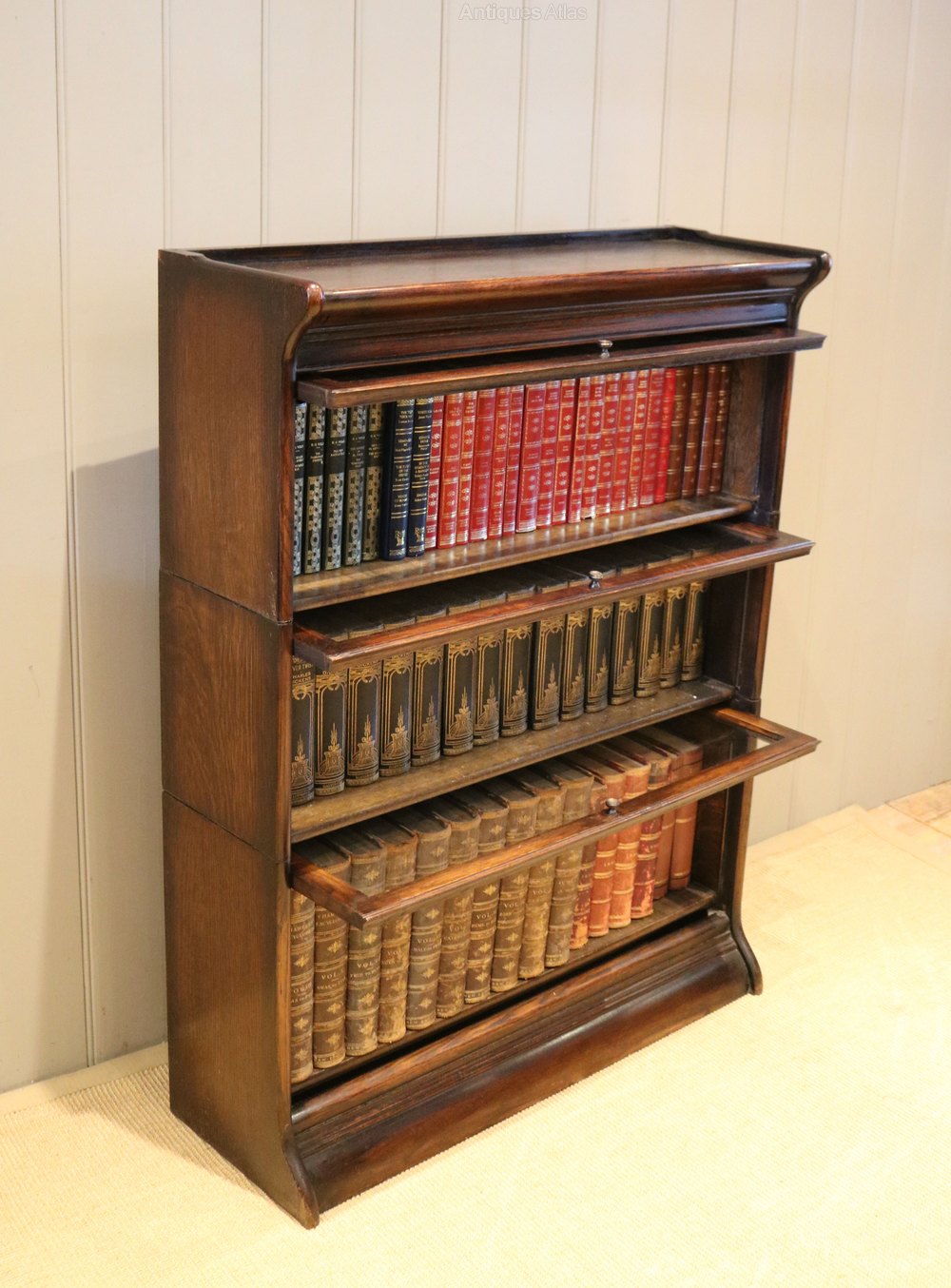 Three Tier Oak Globe Wernicke Style Bookcase - Antiques Atlas