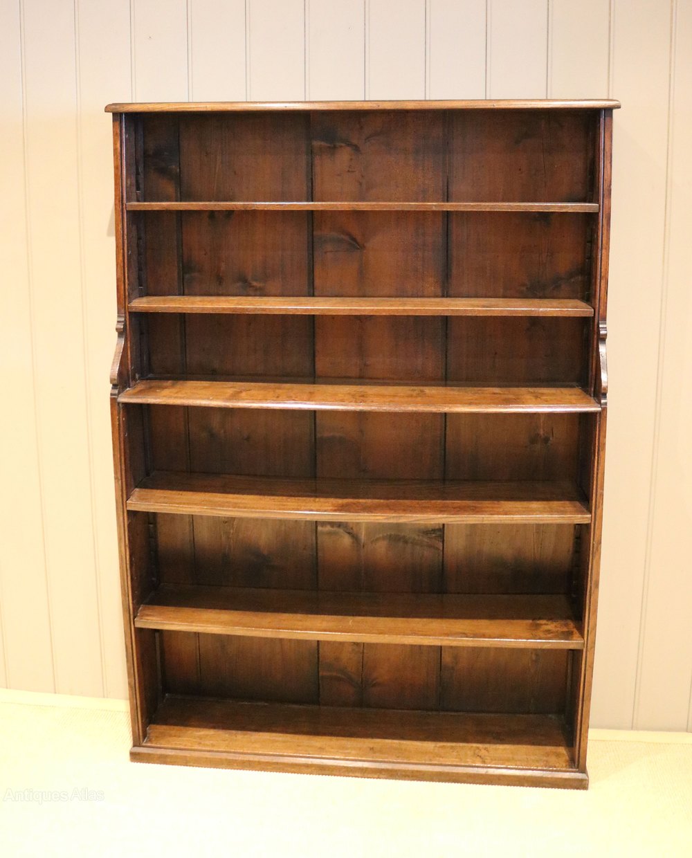 Victorian Solid Oak Waterfall Bookcase - Antiques Atlas