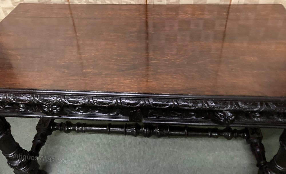 Late Victorian Oak Carved Hall Table - Antiques Atlas