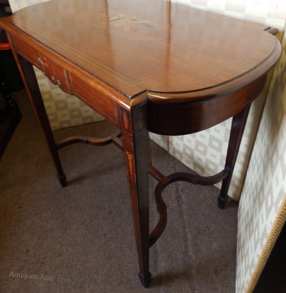 1880 Victorian Mahogany Inlaid Side-table - Antiques Atlas