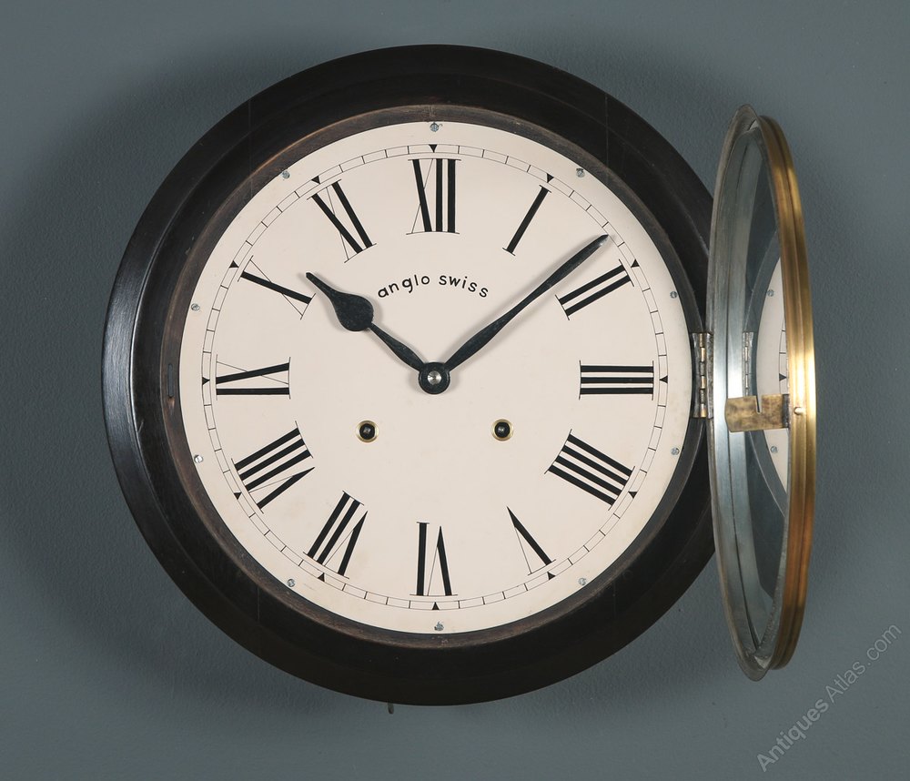 Antiques Atlas - 15.5" Mahogany Anglo Swiss Round Dial Wall Clock ...