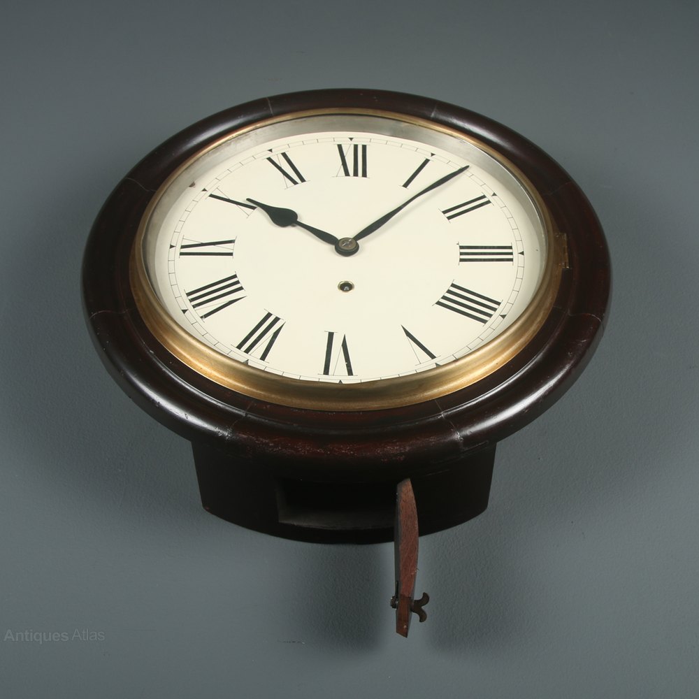 Antiques Atlas - 16” Mahogany Ansonia Railway Station Wall Clock ...