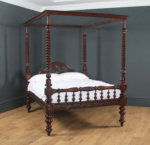 5ft 4” Victorian Colonial King Size 4 Poster Bed - Antiques Atlas