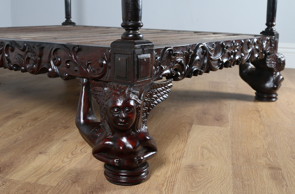 5ft King Size Colonial Raj Four Poster Day Bed - Antiques Atlas