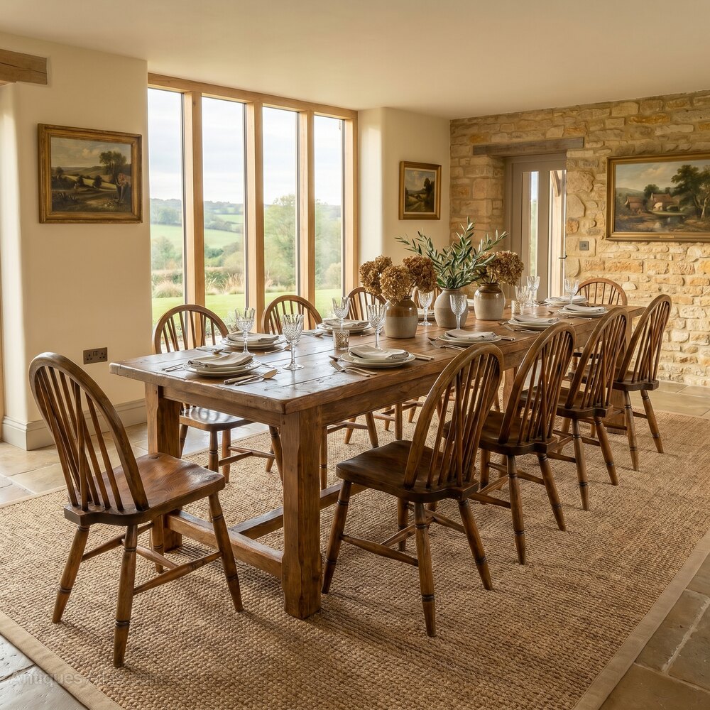 10 Antique Stick Back Ash Elm Kitchen Dining Chairs as236a3457 / 119144 ...