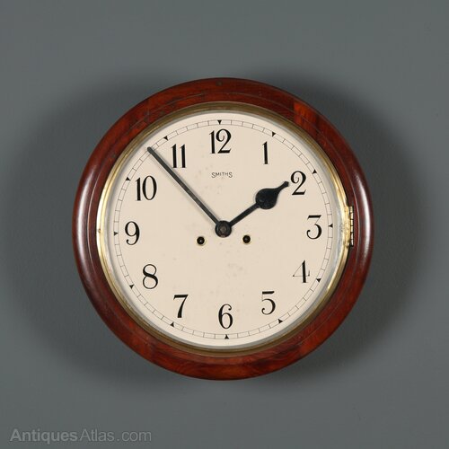 Antiques Atlas - Antique 15" Mahogany Smiths Railway Striking Clock ...