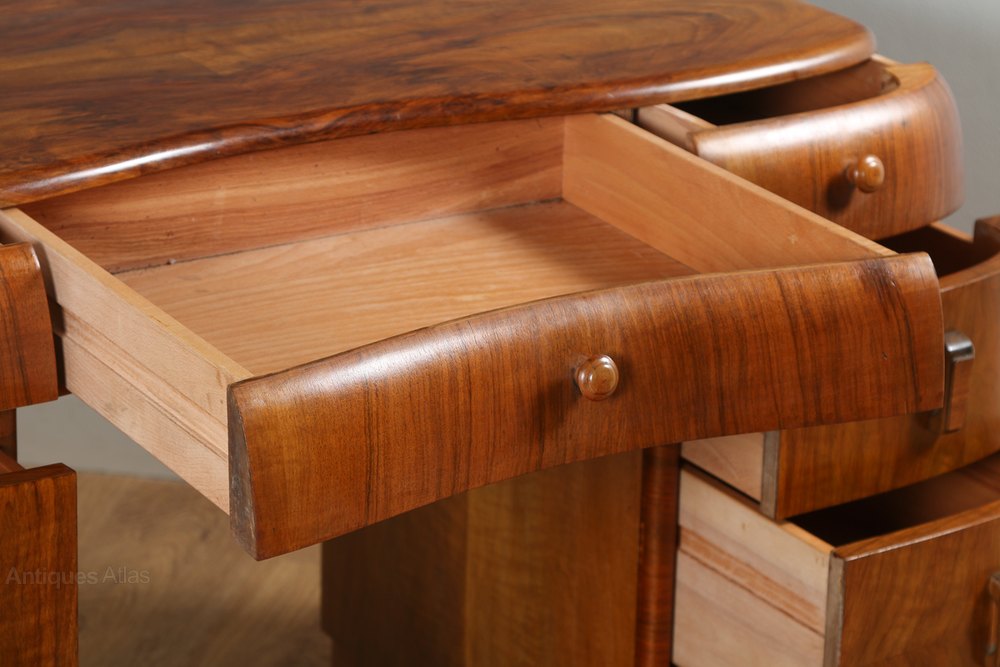 Art Deco Figured Walnut Cloud Shaped Office Desk as236a1085 / Art Deco ...