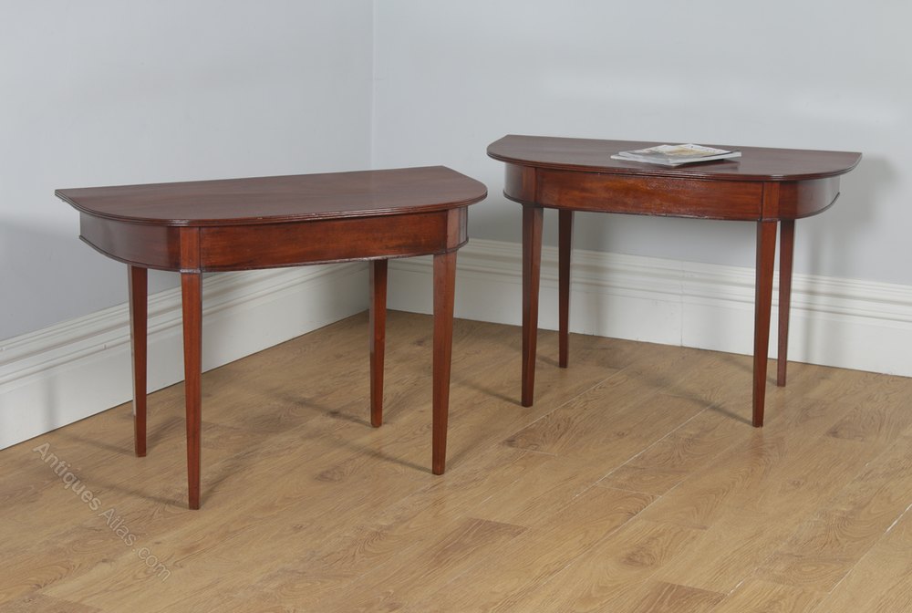 Georgian Regency Figured Mahogany D End Tables - Antiques Atlas