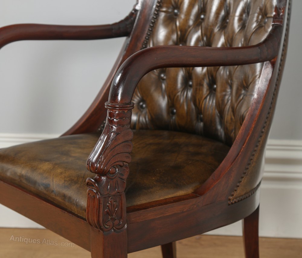 Antiques Atlas Regency Style Mahogany Brown Leather Desk Chair