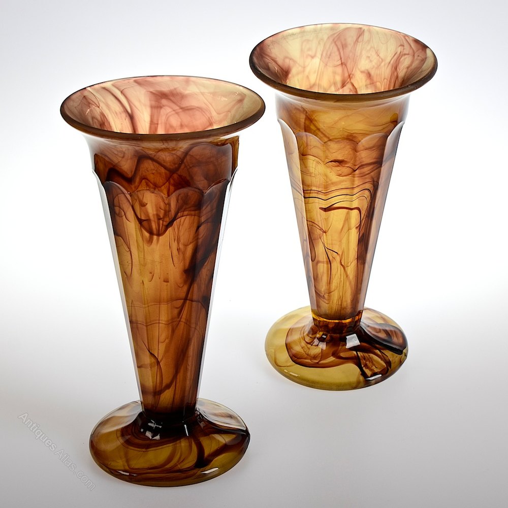 Antiques Atlas - Vintage George Davidsons C1930s Cloud Glass Vases
